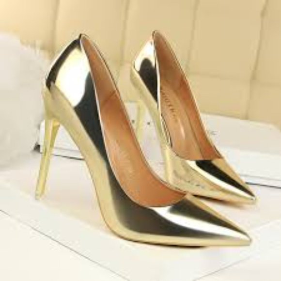 Shoes | Metallic Gold Stiletto Heels | Poshmark